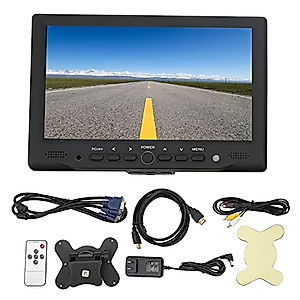 LED Screen TFT, 7in TFT LED Monitor VGA AV DC HD Multimedia Interface Color Screen with Dual Speakers Remote Control 100‑240V(US Plug)