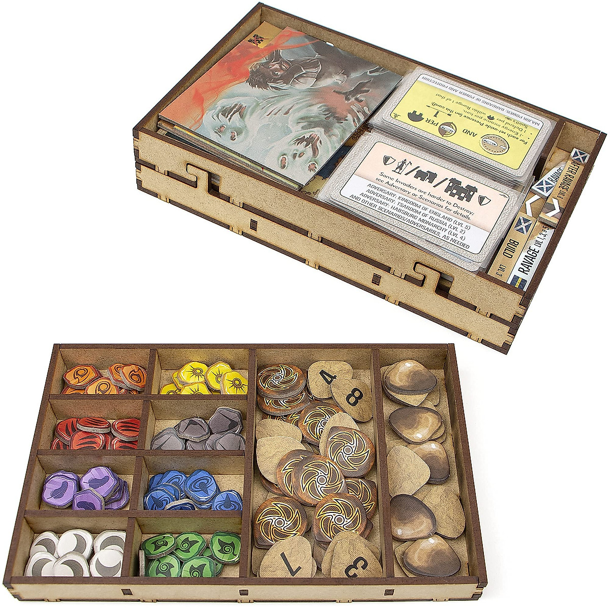 TowerRex Board Game Organizer for Spirit Island Board Game Box, Jagged Earth Expansion, Branch and Claw Expansion, Spirit Island Board Game Components, Tokens, Cards, Spirit Island boardgame
