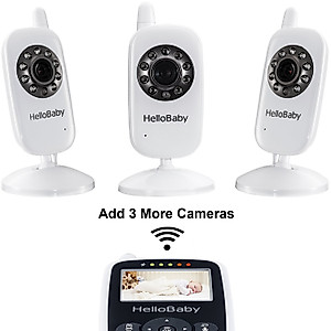 Hello Baby Wireless Video Baby Monitor with Digital Camera HB24, Night Vision Temperature Monitoring & 2 Way Talkback System, White