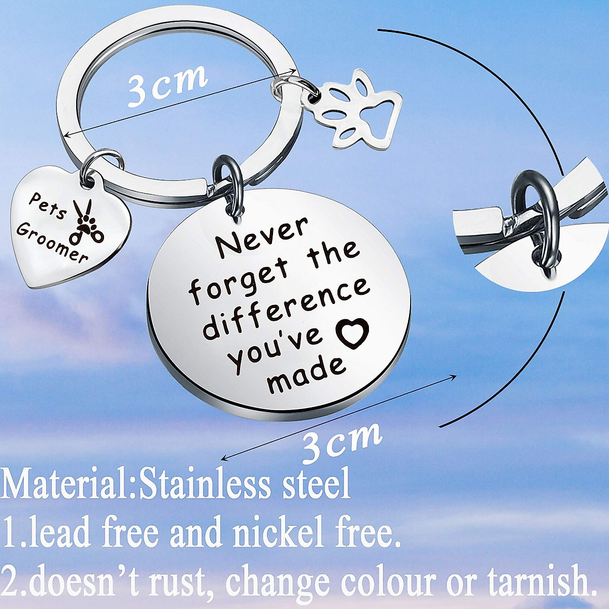 MYOSPARK Pet Groomer Keychain Dog Salon Gift Never Forget The Difference You've Made Appreciation Jewelry Pet Beautician Gift (difference pet groomer keychain)