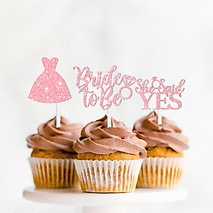 18pcs Pink Glitter Ring Dessert Cupcake Topper She Said Yes Bachelorette Bridal Shower Party Theme Decor Supplies Happy Birthday Night Out Movie Wedding Anniversary Party Decoration