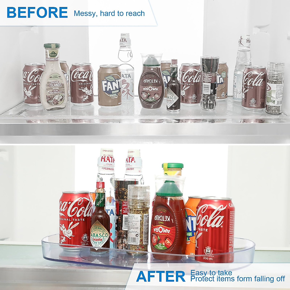 SAMTURUI Lazy Susan Turntable Organizer for Fridge, 360° Rotating, Lazy Susan Spice Storage for Cabinet, Refrigerator, Pantry, Kitchen, Table, Bathroom, Countertop