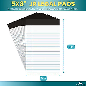 1InTheOffice Jr Legal Pads,Small Legal Notepads, 5" x 8", Narrow Ruled Note Pad, White, 50 Sheets/Pad, 24 Pads/Pack