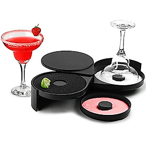 Greenco 3 Tier Bar Glass Rimmer Dish Set for Margarita Drink and Cocktail, Margarita Salt Rimmer, Black | Great For Cocktails Glasses | Bar Accessories | Bartending Supplies