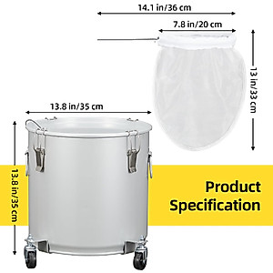 8 Gallon Fryer Grease Bucket Oil Disposal Caddy, Steel Fryer Oil Transport Container w/Rust-Proof Coating, Fry Oil Disposal Bucket w/Safety Lid & Lock Clips & Filter Bag for Cooking Restaurant