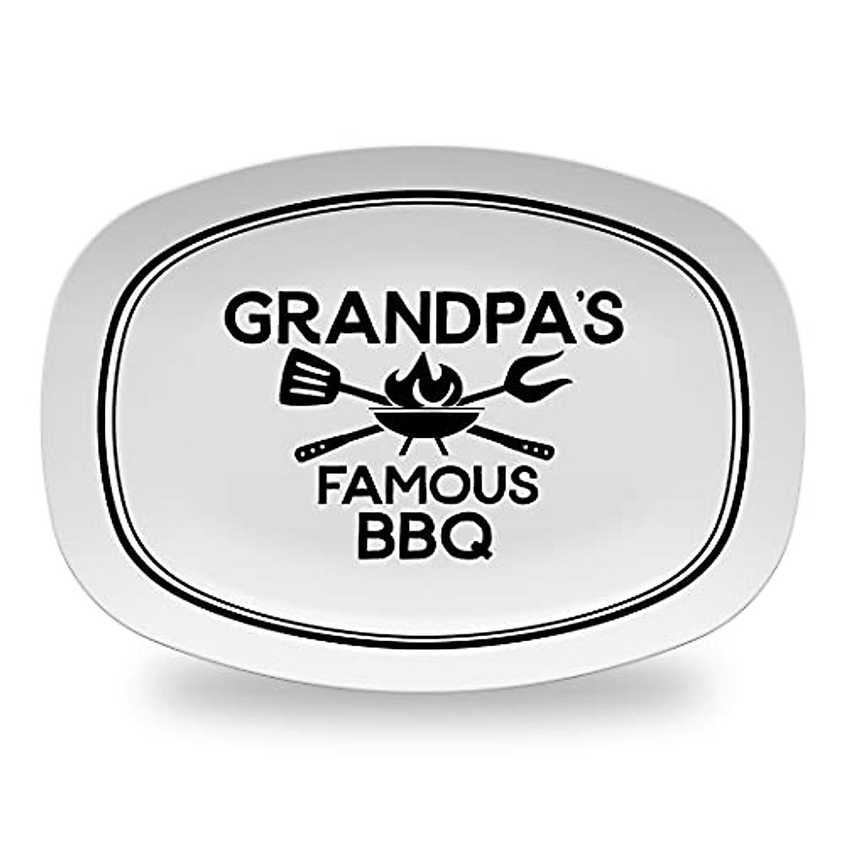 Tiny Expressions - Personalized BBQ Grill Platter with Customized Name for Father’s Day | Great Barbeque or Grilling Gift for Dad or Grandpa | BPA Free | Dishwasher Safe