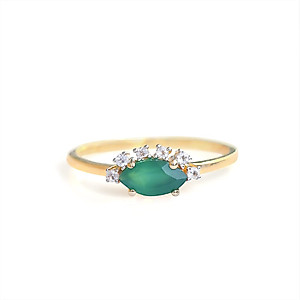 YoTreasure 0.60 ct. t.w. Green Onyx & White Topaz 10kt Yellow Gold Ring