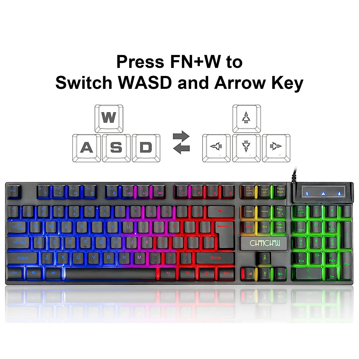 Keyboard and Mouse Gaming LED Wired Combo with Emitting Character Keyboard 4800DPI 2 Side Button USB Mouse Rainbow Backlit Mechanical Feeling Compatible with PC Raspberry Pi Mac Xbox one ps4