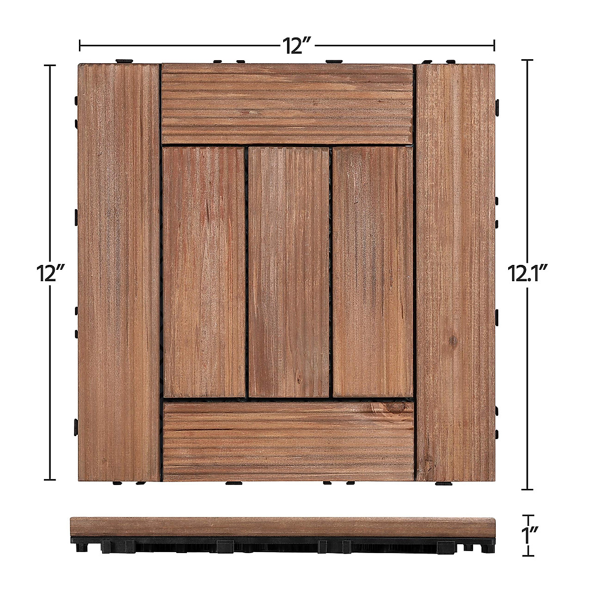 Topeakmart 27PCS Patio Deck Tiles Interlocking Wood Composite Decking Floor Tiles 12 x 12in Brown for Outdoor & Indoor Patio Garden Deck Poolside