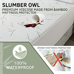 SlumberOwl Viscose derived from Bamboo Zippered Mattress Encasement – Waterproof, Cooling & Soft (King) 12-15" Deep