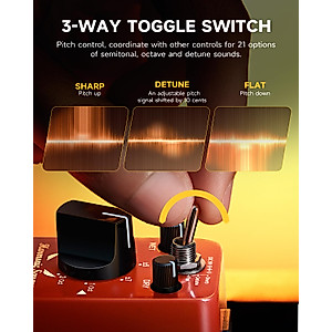 Donner Octave Guitar Pedal, Harmonic Square Digital Octave Mini Pedal Pitch Shifter 7 Shift Types 3 Tone Modes Sharp Detune Flat True Bypass