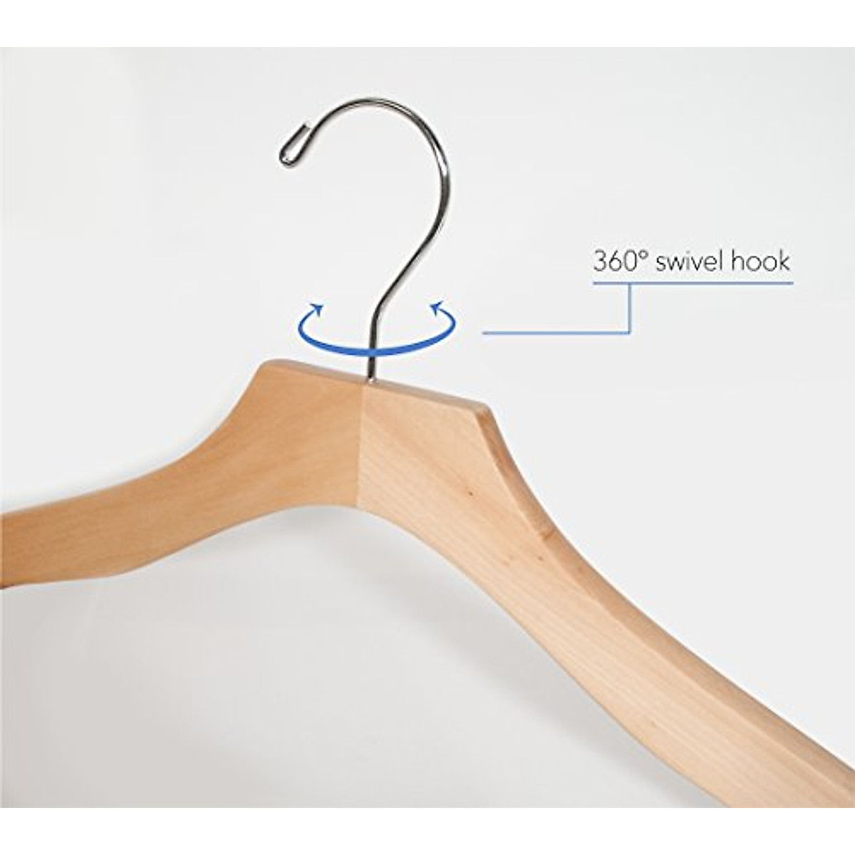 Classic Wood Bridal Dress Hangers - Natural Finish (10-Pack)