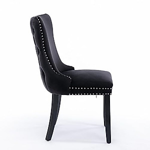 Wycian Comfortable Chairs, Black Patio Chair 2PCS Black Seat Height 18.9" Velvet Foam 27.4" L 20.4" W 37.4" H Living Room Bedroom Dining Rooms