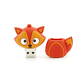 QICAIHU Novelty Fox Shape Design 64B USB 3.0 Flash Drive Cute Memory Stick Thumb Drive Data Storage Pendrive Cartoon Jump Drive Gift