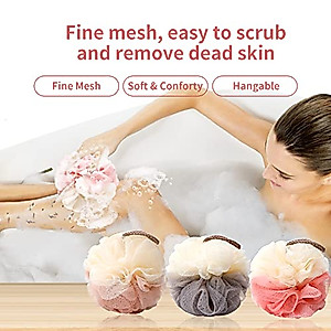 FARMOGA Bath Loofah Sponge Body Scrubber Shower Sponge Exfoliating Mesh Pouf Shower Ball Bath Sponges for Women and Men Bathing Accessories (4Pack 50G Dual Color)