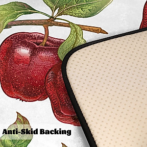 Pardick Red Apples Leaves Kitchen Rugs and Mats, Fresh Fruit Non Slip Washable Absorbent Area Rugs Anti Fatigue Kitchen Mat Memory Foam Doormat Runner Rug for Floor Kitchen Bathroom 39X20in