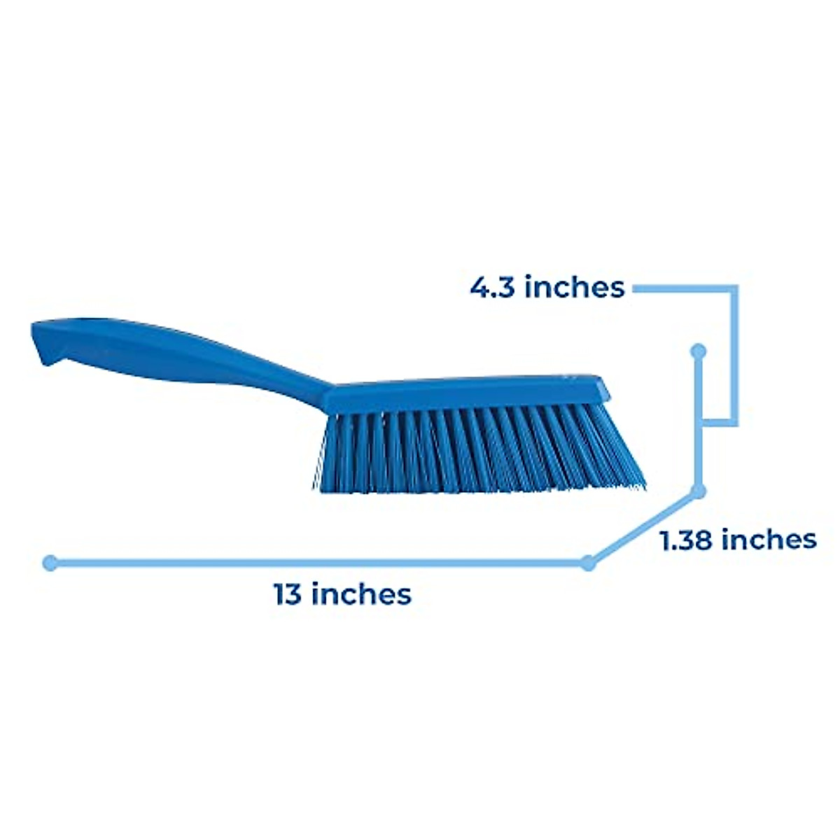 Vikan 45893 Bench Cleaning Brush, Polypropylene/Polyester Medium Bristle Dustpan Brush & Sweeper, 14 Inch, Blue