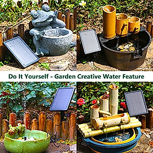 AISITIN 5W Solar Fountain Pump DIY Kit, Bird Bath Solar Water Fountain with 4 Nozzles for Garden/Outdoor, with 3.2ft Water Pipe and Stake, Solar Powered Fountain for Garden, Ponds, Pool, Outdoor