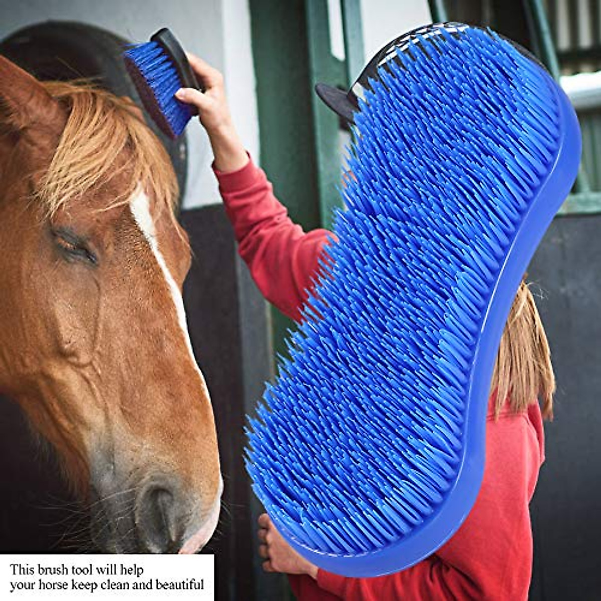 Camidy Silicone Brush for Horse Cleaning,Pet Grooming Massage Brush Ergonomic Horse Comb