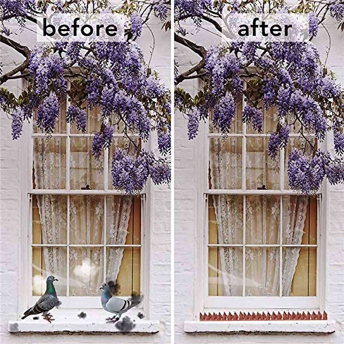 Defender Spikes, Cat and Bird Fence Spikes 20 Feet, Plastic Deterrent Anti Theft Climb Strips to Keep Racoons Away