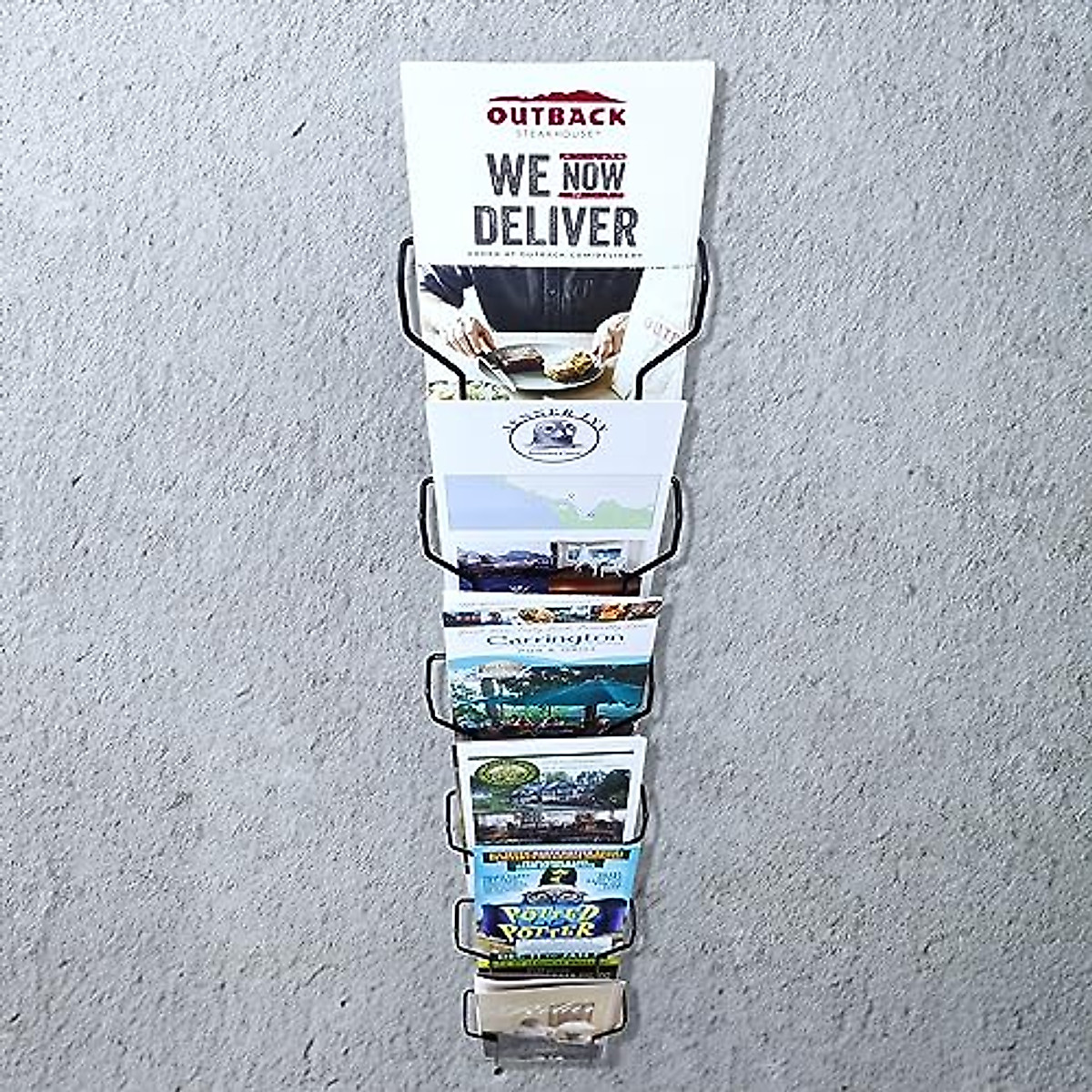 FixtureDisplays® Vertical Wall Mounting 6 Pockets 4 X 6" Greeting Card Post Card Rack 4.7 X 2.2 X 30.3" with Slight Pocket Overlap 11713-NPF-SL