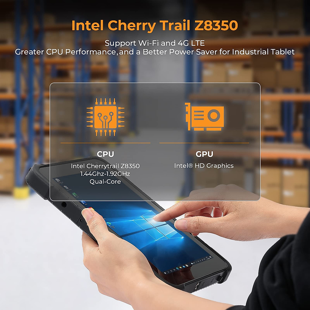 MUNBYN Rugged Tablet IRT04, 8-inch Industrial Tablet PC Windows 10 64-bit Pro,700nit Sunlight Readable, Waterproof Tablet, 4G, Wi-Fi,GPS, IP67 Drop and Water Resistant for Engineer Contractor Tablet