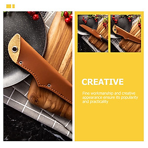 Blades Knife Push Button 5 Pcs Chef Knife PU Leather Knives Sleeves Knife Guards Universal Knife Cover Blade Case for Home Kitchen Universal Filet Knife 8 Inch