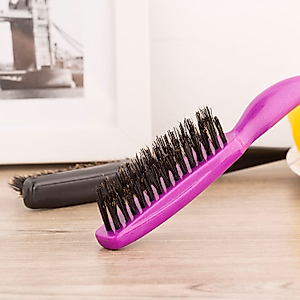 Frienda 2 Pieces Boar Bristle Brush Comb Hair Teasing Brush for Women Men Salon Boar Nylon Bristle Beauty Styling Backcombing Tool(Fuchsia and Purple)