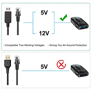 Jsvecip Radar Detector Cable, USB to RJ11 Plug Cable,for Escort Radenso XP Uniden Beltronics Cobra Whistler Radar Detector,Replacement Power Cable for Radar Detectors.(RJ11-6.56ft)