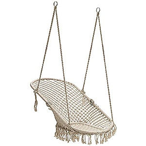 Sorbus® Lounge Chair Macrame Swing, 265 Pound Capacity, Perfect for Indoor/Outdoor Home, Patio, Deck, Yard, Garden (Cream)
