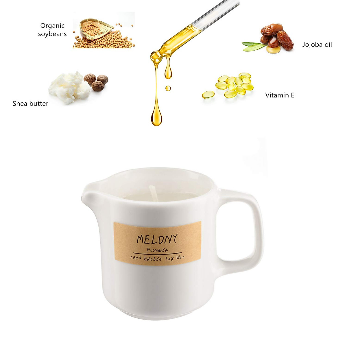 MELONY Soy Massage Oil Candle | Horeysuckle Galbanum | 2.82 OZ / 80G | Perfect Intensive Skin Treatment Candle | Nourishing with Almond Oil, Shea Butter & Cocoa Butter | Massage & Moisturise