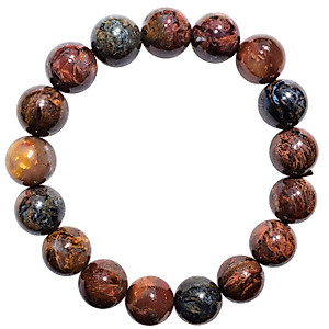 Zenergy Gems Charged Premium 6.5" Natural Pietersite Crystal 12mm Bead Bracelet + Selenite Charging Heart Included