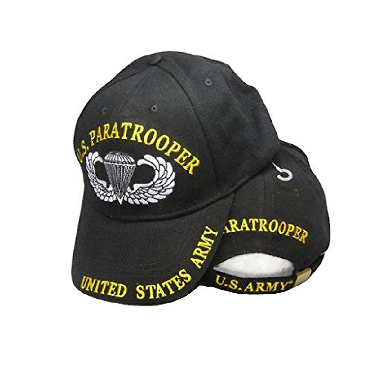 AES U.S. Army Paratroopers Crest Diamond Wings Black Embroidered Cap Hat EE
