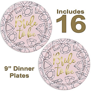 Lobyn Party Plates and Napkins Bachelorette Party Pink Bride to Be Design Plates and Napkins 16 Lunch Plates and Napkins Party Supplies Includes (16) 9 Inch Plates (16) 6.5 in Folded Lunch