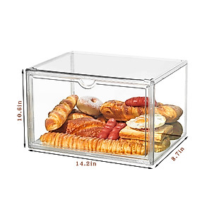 SANKEU 1PCS Large Bread Box for Countertop, Sturdy Stackable Bread Storage Container, Clear Box for Kitchen, Bread Keeper Bread, Bagel, Muffins
