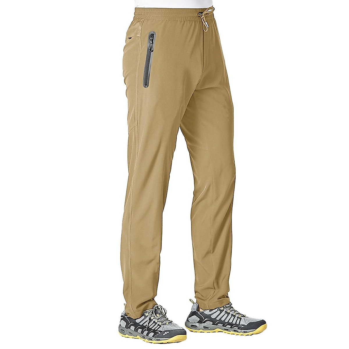 TBMPOY Men's Outdoor Lightweight Hiking Mountain Pants Running Active Jogger Pants Khaki XXL