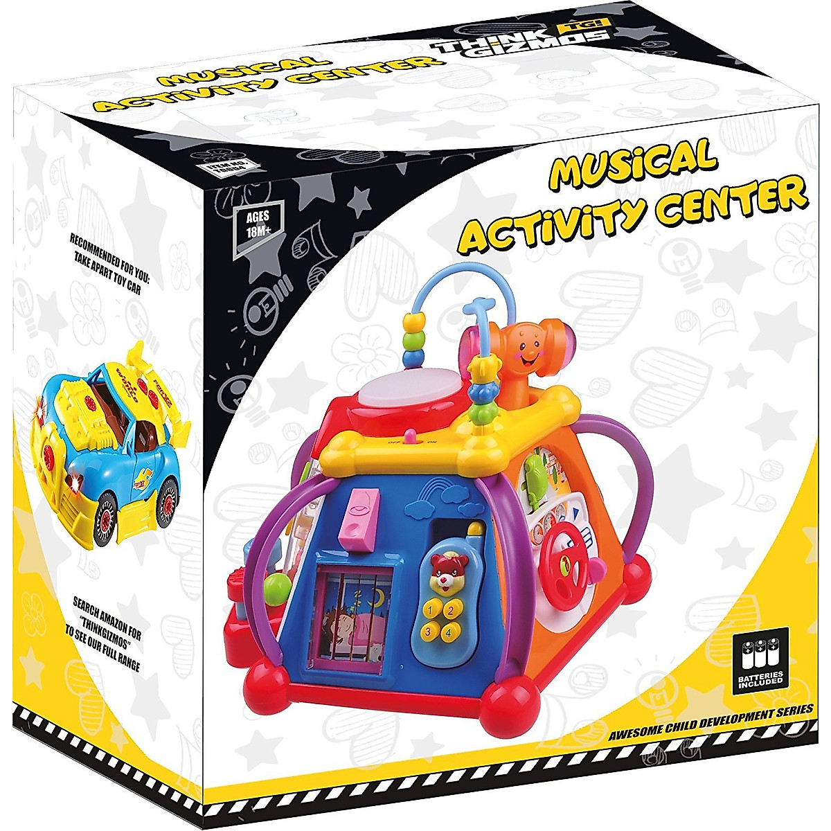 Think Gizmos 6-in-1 Musical Activity Cube 1st Birthday Gifts for 1 2 3 Year Old Boys or Girls - Feature Packed Entertainment Toy for Toddlers