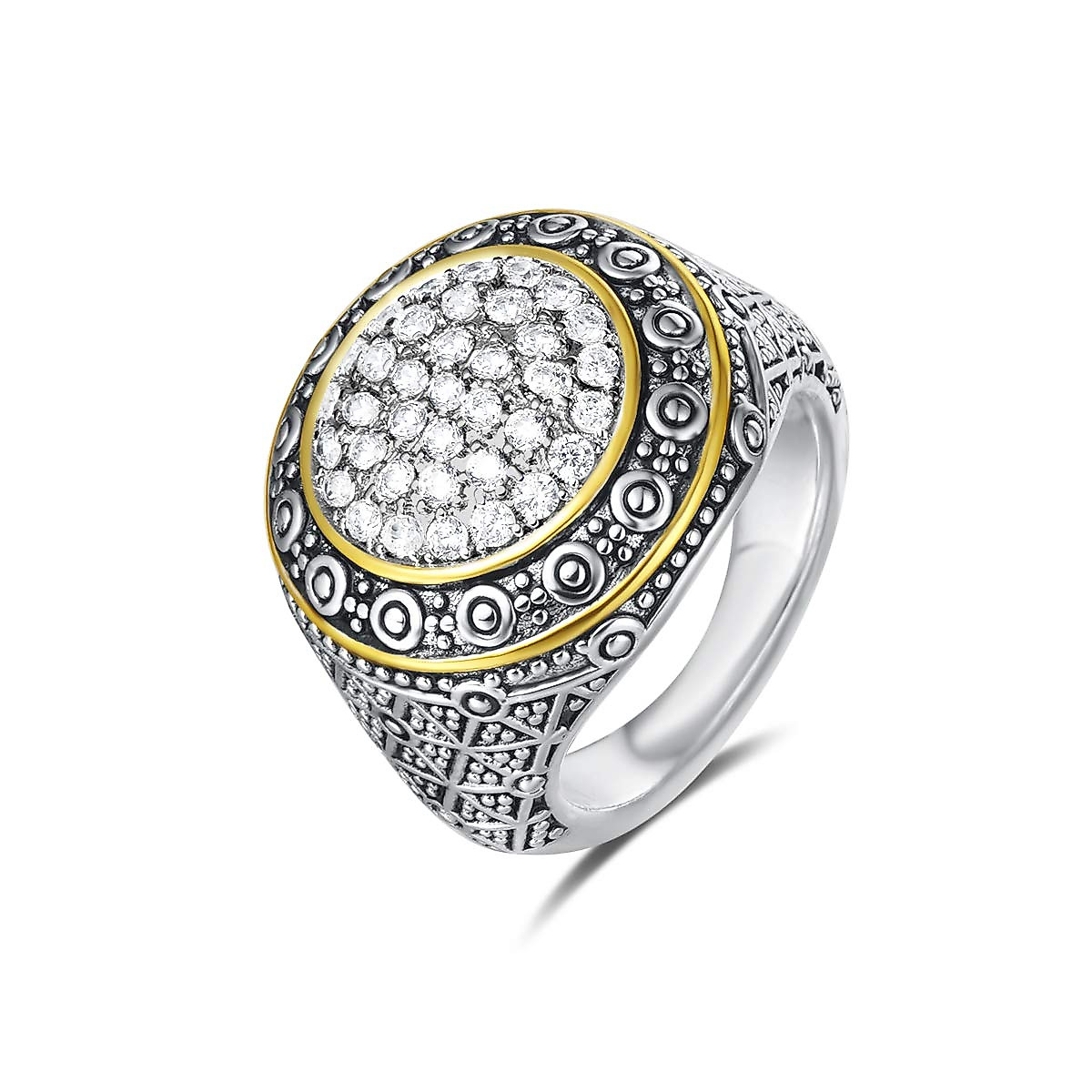 UNY Ring Twisted Cable Wire Designer Inspired Fashion Brand David Vintage RoundPave CZ Antique Women Jewelry Gift (White, 9)