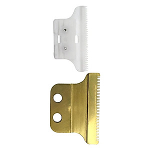 Adjustable 2 Hole Double Wide Trimmer Replacement Blade for Wahl Detailer #8290 5 Star Razor Edger #8051 G-Whiz #8986 Sterling Definitions #8085(Ceramic + Gold Blade)