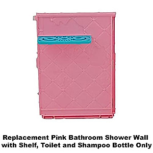 Replacement Parts for Barbie Dream House Playset - X7949 ~ Includes Pink Bathroom Shower Wall with Shelf, Toilet and Shampoo Bottle