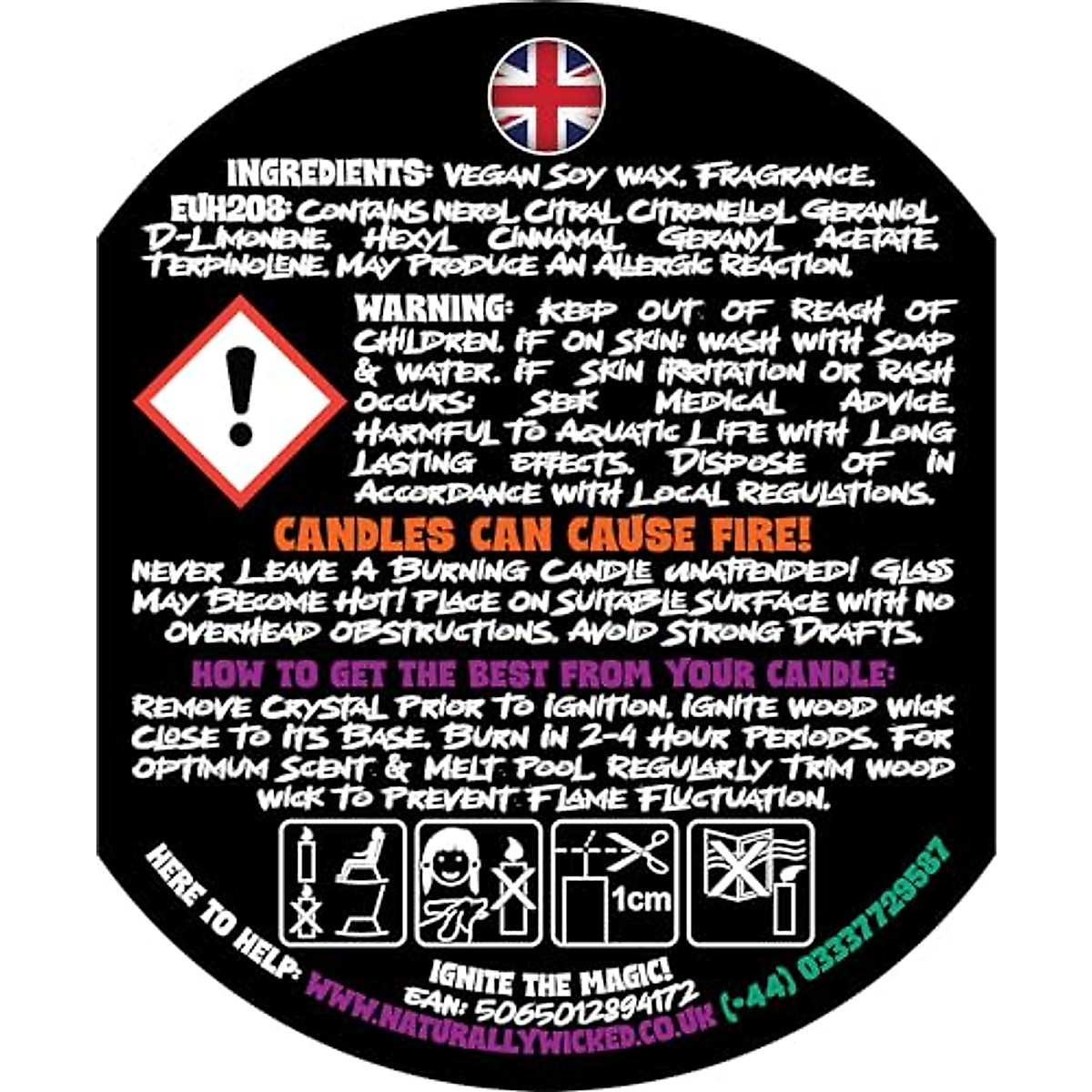 Naturally Wicked Spellbinding Luck Candle with Crystal, Wood Wick & Gift Box