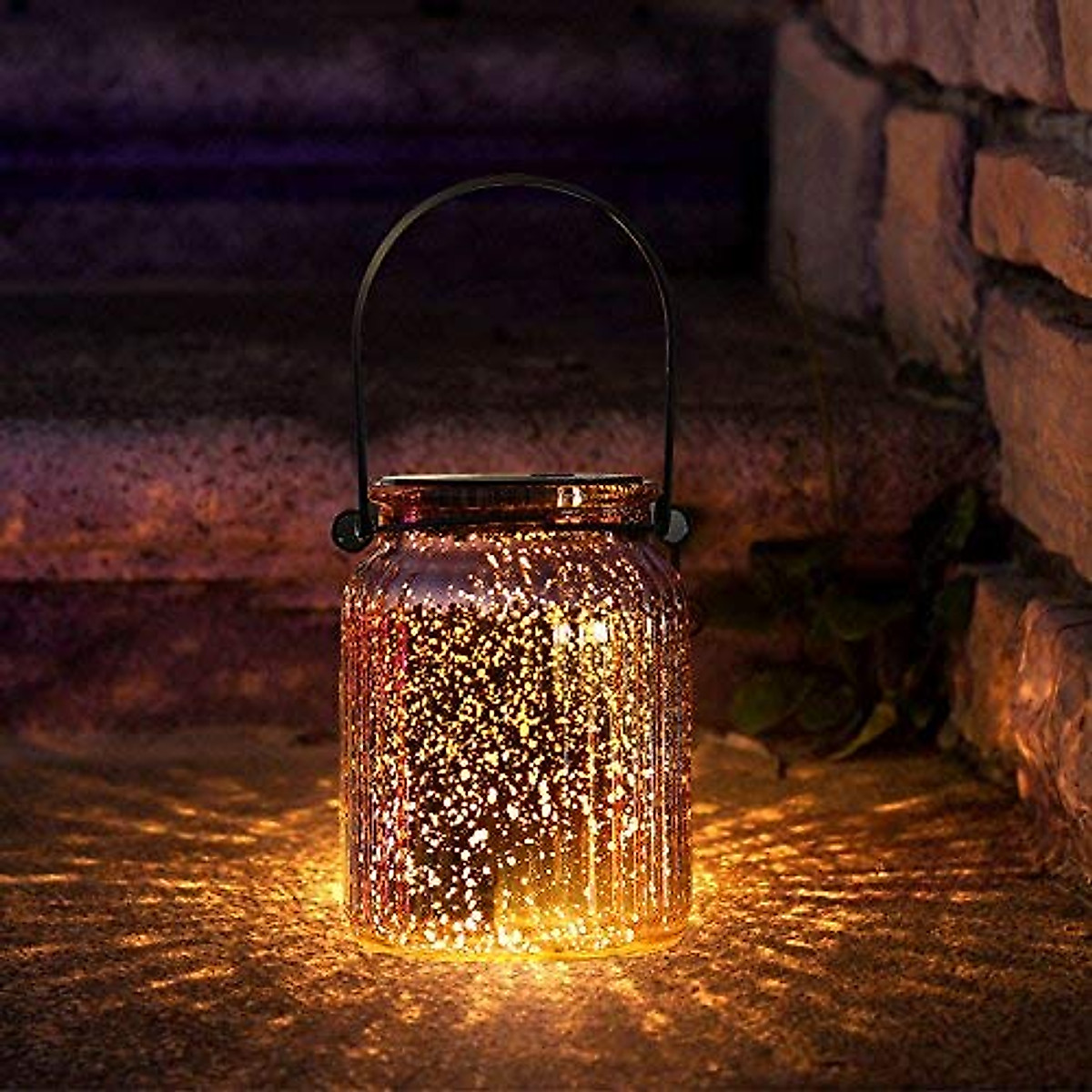 Solar Mercury Glass Jars 2 Pack Outdoor Table Lamps (Bronze)