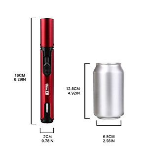 JETPRO Multipurpose Windproof Pen Lighter Butane Refillable Gas Torch Lighter Adjustable Jet Flame for Grill Candle Camping (Butane Gas Not Included) (Red)