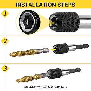 Drill Tap Bit Set, 3 in 1 Thread Tapping Drill Bit with Box, Hex Shank High Speed Steel Twist Drill Tapping Tool with Quick Change Adaptor, 13pcs