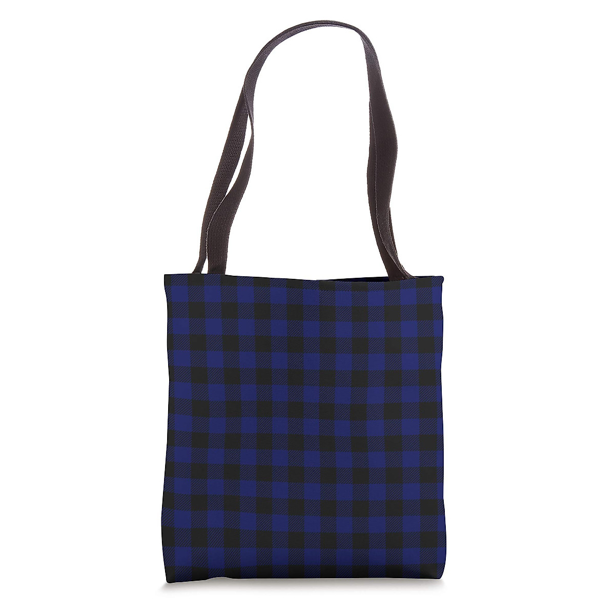 Navy Blue and Black Buffalo Check Plaid Pattern Tote Bag