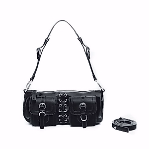FONETTOS Y2K Barrel Bag, Punk Sourpuss Gothic Shoulder Purse Cool Rock Style Handbag