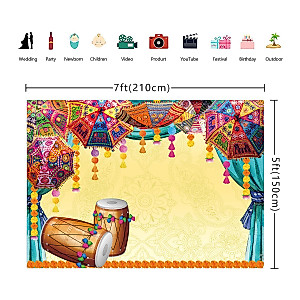 Indian Traditional Wedding Backdrop Orange Flower Marigold Marriage Traditional Festival Photography Background Hindu Curtain Bridal Shower Party Decorations Banner 7x5FT