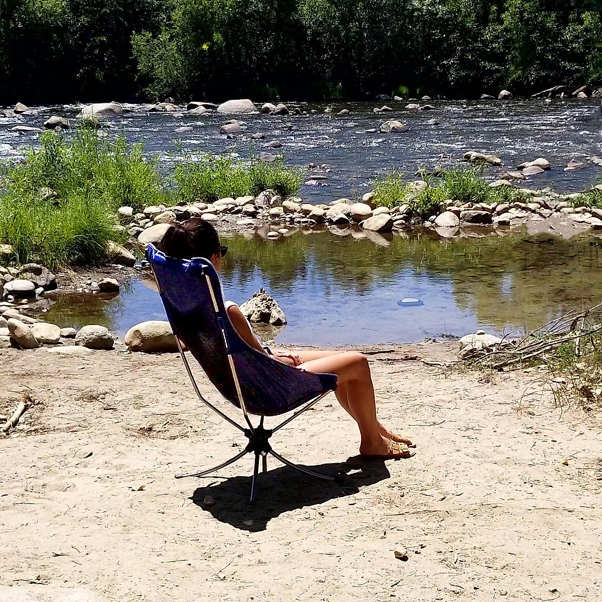 Lightspeed Outdoors Tall Swivel Camp Chair, Outdoor Seating, Blue