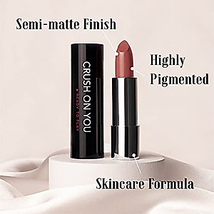 READY TO SHIINE Matte Lipstick for Women, Creamy Satin Finish, Burnt Sienna with a Rosy Orange Twist and Brownish Color, Vegan, Smooth Sheer Moisturizing, CRUSH ON YOU 302 Close to You