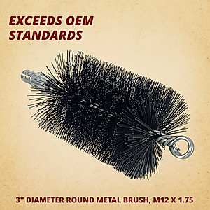 Heavy Duty Pellet Wood Stove Vent Brush and Rod for Chimneys, Stoves, Fireplaces, Dryers, Piping (3" Brush + 3' Rod)